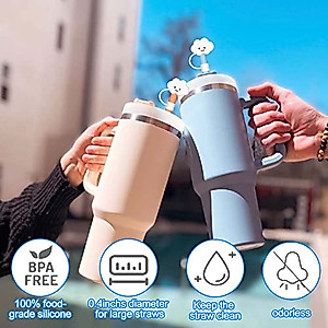 AIERSA Straw Cover for Stanley Cup,4Pcs Cloud Straw Covers Compatible with Stanley 30&40 Oz Tumbler with Handle,Silicone Straw Topper for Stanley Cups Accessories