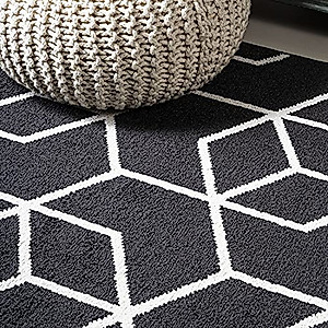 JONATHAN Y SEU101A-8 Tumbling Blocks Modern Geometric Indoor Area-Rug Contemporary Casual Easy-Cleaning Bedroom Kitchen Living Room Non Shedding, 8 X 10, Black/White