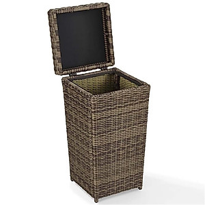 Afuera Living Modern Wicker Patio Trash Can in Weathered Brown