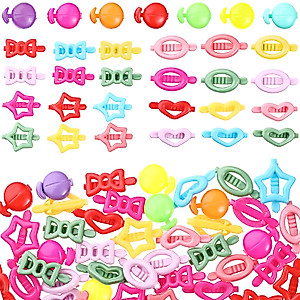50 Pieces Plastic Barrettes Self Hinge Barrettes for Girl Mini Flower Bow Hair Colorful 80s 90s Cute Clip Multi Design Plastic Hair Pin in Candy Heart Star Shape Accessory(Classic Style)