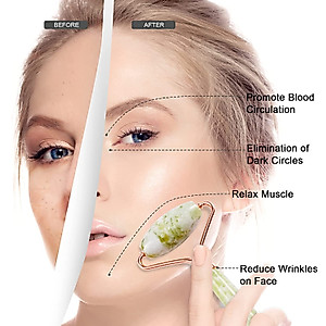 XYZBSTAR Jade Roller for Face, Facial Roller Massager Skin Care Tool, Gua Sha Facial Tools for Face, Neck, Eyes, Reduce Puffiness of The Skin (Emerald Jade)