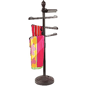O2COOL Pool & Spa Valet™, Adjustable Pool & Patio Towel Holder, Towel Holder, Towel Bar, Poolside Table, Poolside Towel Holder, Weighted Base Outdoor Towel Holder, O2COOL, Pool Valet, Bronze