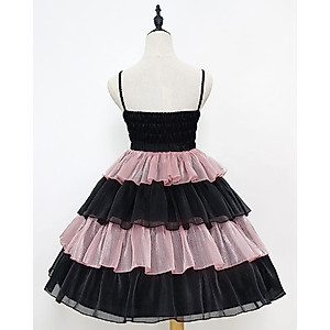 ZZEQYG Elegant Black Gothic Lolita Dress Halter Lolita Dress with Bows (S, Blackpink-JSK)