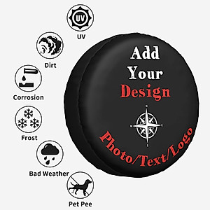 Custom Spare Tire Cover Personalized Wheel Tire Cover Add Your Own Photo Text Logo Waterproof Dust-Proof Spare Wheel Cover Protectors for Trailer Truck SUV Universal All Vehicles