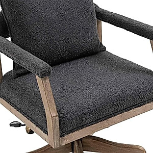 FRITHJILL Swivel Home Office Chair with Adjustable Seat Height and Boucle Fabric Seat, Ergonomic Study Chair with Wheels, Black