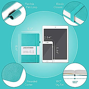 7 Pack Lined Journal Notebook, Hardcover PU Leather Notebook for Men Women, 100 GSM Thick Numbered Pages with Index Content, Inner Pockets, Bookmarks, A5 Ruled Writing Journal Bulk (Multicolor)