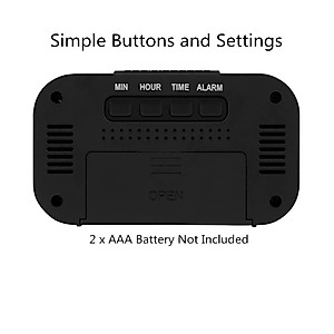 FAMICOZY Small Digital Travel Alarm Clock,Simple Operation,Easy to Read,Ascending Alarm,12/24Hr,Snooze Soft Light for Bedside,AAA Battery Operated,Black