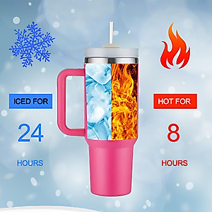 YOUEXPERT 40 oz Tumbler with Handle and Straw Tumbler with Lid and Straw Stainless Steel Tumblers, Car Mug Outdoor Sports Travel 40oz Insulated Tumblers (black)