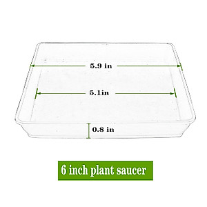 LWALRS Square Plant Saucer 6 8 10 12 14 16 18 20 Inch 5 Pack, Plastic Plant Saucers, Plant Water Dray Tray, Garden Planters for for Pots Base Indoors and Outdoors Plants（6 inch Black）