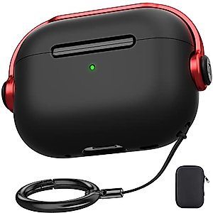 Maxjoy for AirPods Pro 2nd Generation Case Cover, AirPods Pro 2/Pro Creative Headset Earphone Protective Case with Secure Lock & Keychain Compatible with Apple Airpods Pro 2 2023 2022/Pro 2019, Red