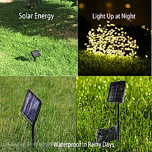 XJOYOTU 2 Pack Solar String Lights, Warm White 8 Lighting Modes, Waterproof Solar String Lights Outdoor Powered Patio Lights for Garden Yard Party, Decoration (4 Style)
