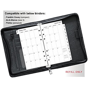 2023 Weekly & Monthly Planner Refill, 3-3/4" x 6-3/4", January 2023 - Dec 2023, Personal/Compact/Size 3