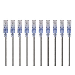 Monoprice Cat6A Ethernet Patch Cable - Snagless RJ45, 550Mhz, 10G, UTP, Pure Bare Copper Wire, 30AWG, 10-Pack, 5 Feet, Gray - SlimRun Series