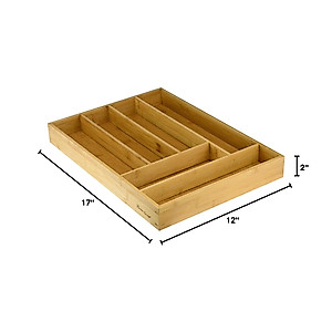 Heim Concept Drawer Organizer Bamboo Cutlery Tray Silverware Organizer/Utensil Holder, Drawer Dividers Organizer for Silverware, Flatware, Knives in Kitchen