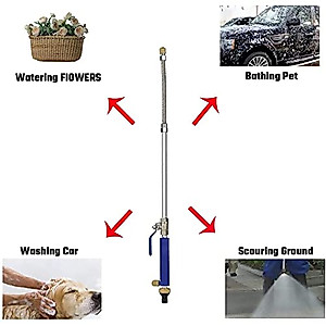 Extendable Hydro Jet Washer High Pressure Power Washer Wand with Hose Nozzle Garden Watering Sprayer Wand Lance for Car Pet Gutter Patio Window