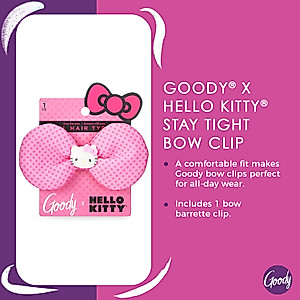 GOODY x Hello Kitty Girls Hair Clip Pink Bow Stay Tight Closure Help Keep Hairs In Place Hair Accessories to Style With Ease and Keep Your Hair Secured For All Hair Types Pain Free, 1 Count