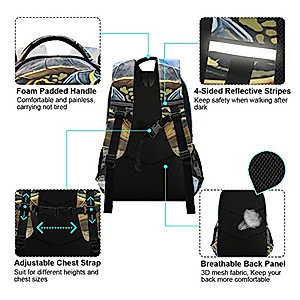 JIPONI Turtle Watercolor Backpack For Girls Boys School Student Bookbag Travel Laptop Backpack Purse Daypack With Chest Strap