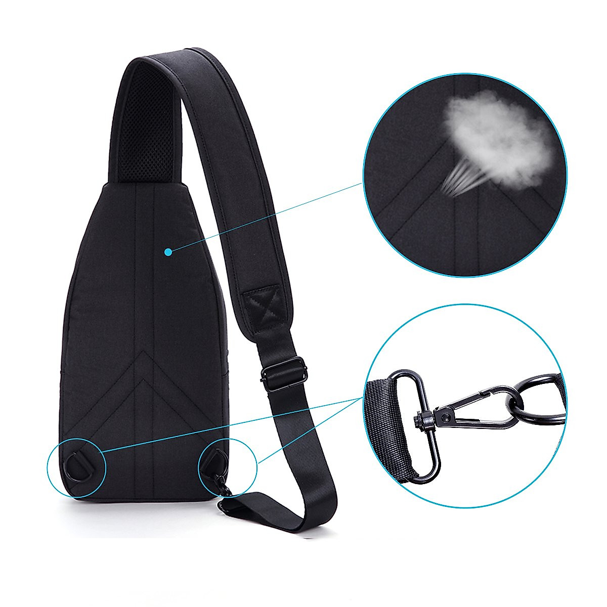 NextFri Sling Bag Unisex Crossbody Bag For Anti-Theft Chest Bag Casual Shoulder Bag Black