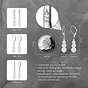 Sterling Silver Freshwater Cultured Pearl Drop Earrings Size 4-8mm Dangle Leverback Earring for Women (Rhodium plated)