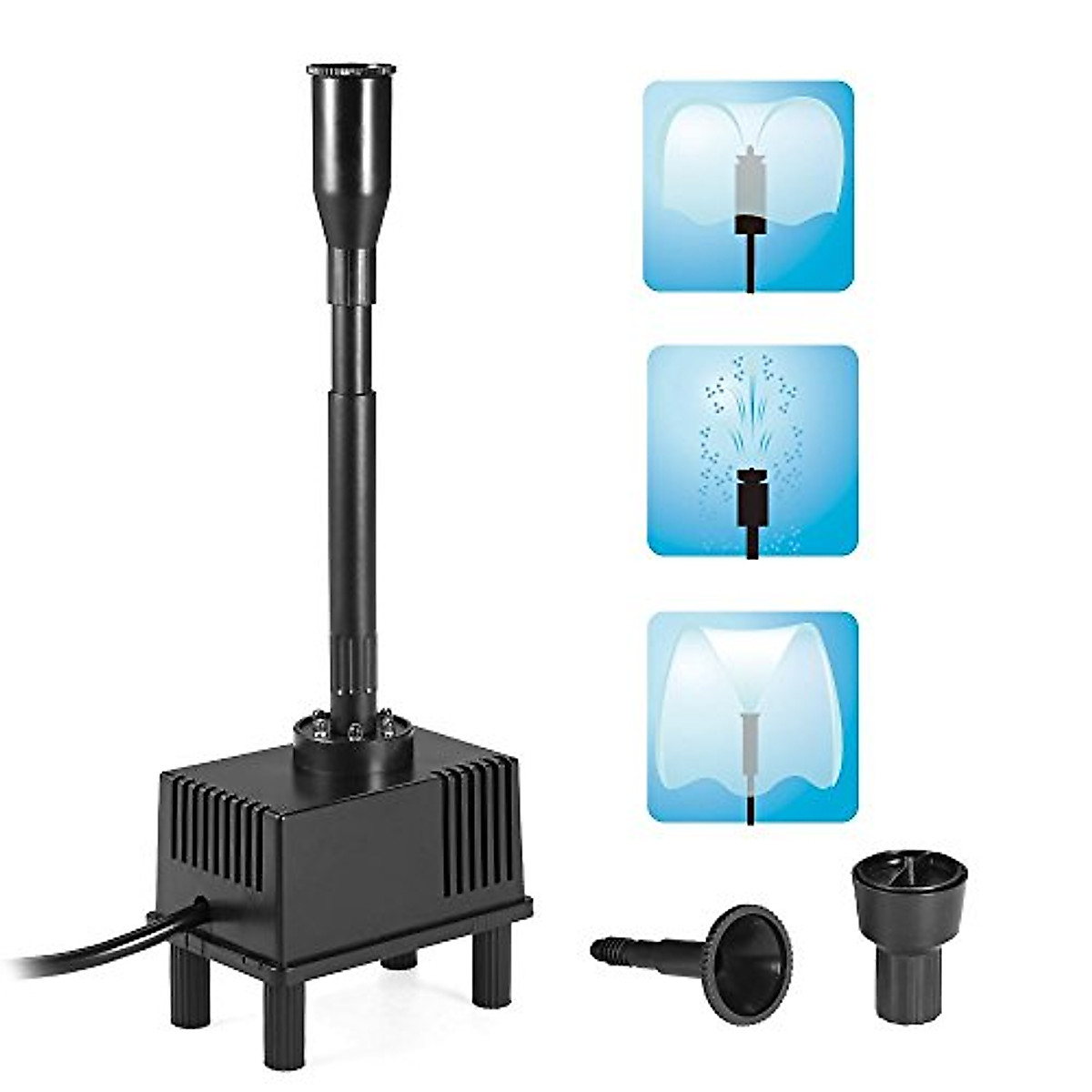 Fountain Pump with Lights Led, 10W 160GPH Submersible Water Pump Fountain for Aquarium Fish Tank Pond Garden Backyard, 600L/H AC 110V