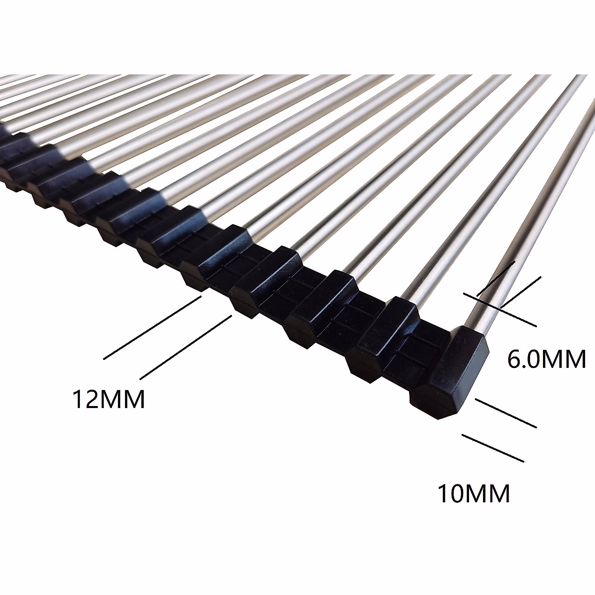 SHUYUE Roll Up Dish Drying Rack Over The Sink Dish Drying Rack Portable Stainless Steel Rolling Rack Kitchen Rolling Dish Drainer Sink Rack Mat Dish Racks for Kitchen Sink Counter (Black)