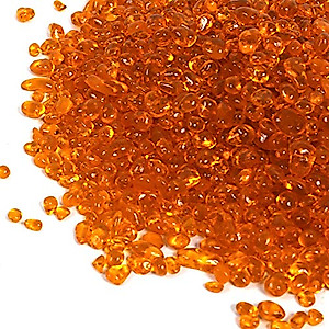 Round Reflective High Luster Fire Glass Marbles, Glass Gravel, Glass Pebbles, Glass Beads, Vase Fillers for Fish Tank Aquarium Garden Flower Pot Decoration 3-6mm 305g/10.75oz/0.67lbs (Orange Yellow)