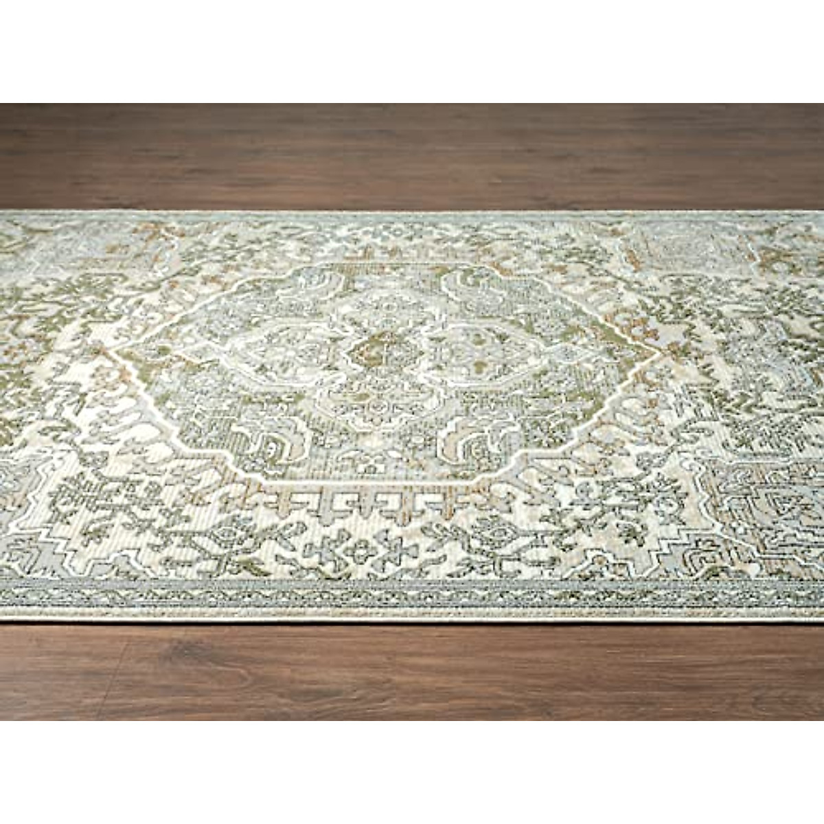 Abani Savoy Collection Area Rug - Beige/Green Vintage Design - 5'3" x 7'6" - Easy to Clean - Durable for Kids and Pets - Non-Shedding - Medium Pile - Soft Feel - for Living Room, Bedroom & Office