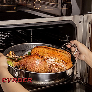 Cyrder 316L Stainless Steel Frying Pan-12inch Hybrid Nonstick Wok with Lid, Two Handle Hold, PFOA Free, Dishwasher Oven Safe, Paella Pan for Stir fry/Toast/Roast/Bake/Stew, 6 Quart