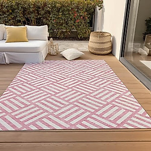 Addison Rugs Chantille ACN620 Pink 9' x 12' Indoor Outdoor Area Rug, Easy Clean, Machine Washable, Non Shedding, Bedroom, Living Room, Dining Room, Kitchen, Patio Rug