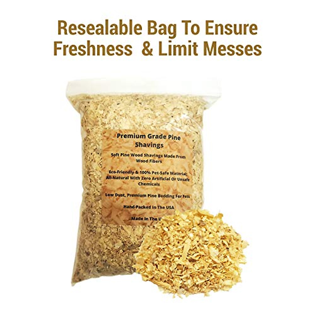 Wood Smith USA Premium Pine Bedding | Dust Free, Soft Shavings | All Natural | Chicken Coops | Animal Bedding | Small Animals | Odor Control (4 Quart)