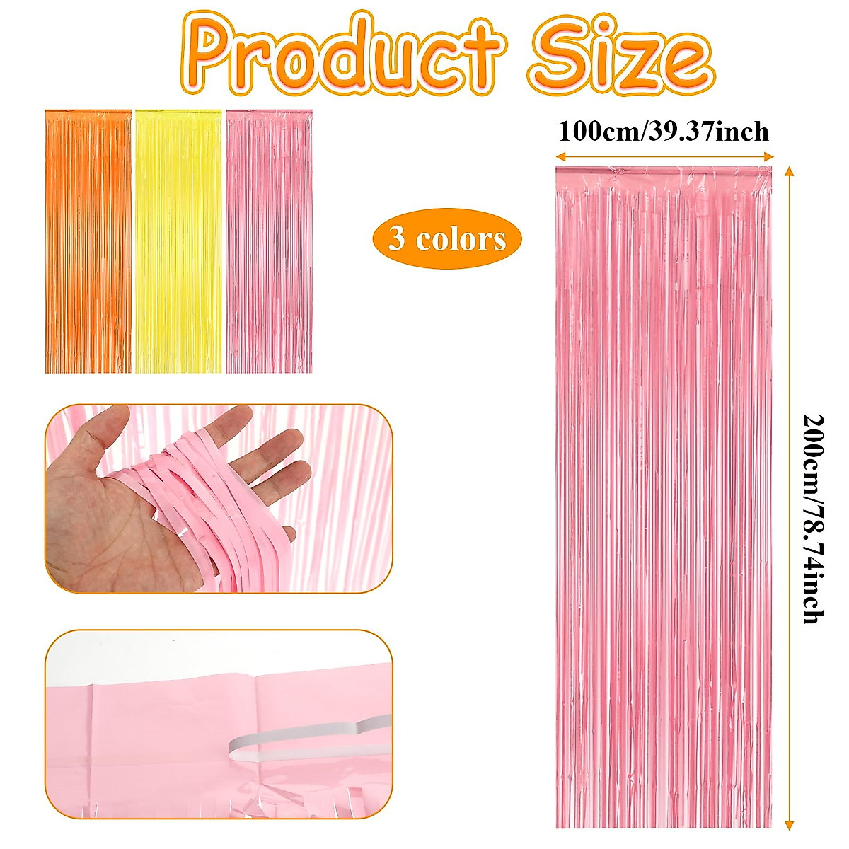 3pcs Foil Curtain Backdrop, Fringe Tinsel Curtain Party Decorations, Glitter Groovy Streamers Bachelorette for Birthday Party Streamer Backdrop for Party Birthdays Graduations Anniversary