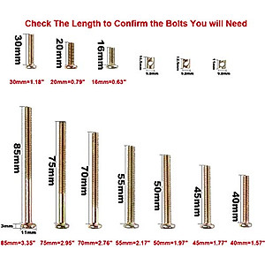 Crib Screws and Bolts Replacement Hardware Kit - Baby Bed Screws 85mm 75mm 70mm 55mm 50mm 45mm 40mm 30mm 20mm 16mm M6 Replacement Bolts Barrel Nuts for Baby Toddler Bed Crib Furniture