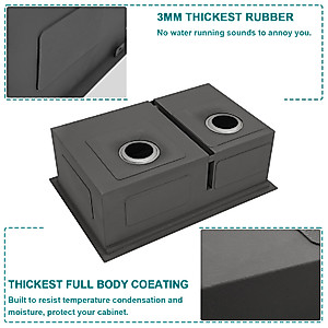 Lordear 28 Inch Undermount Kitchen Sink Double Bowl Stainless Steel 16 Gauge Undermount Workstation 60/40 Kitchen Sink with Smart Low Divider 28x19 Inch Double Basin Under Counter Kitchen Sinks