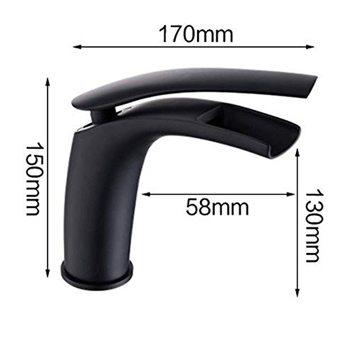 ShiSyan Y-LKUN Faucet Pretty Full Copper Waterfall Wash Basin Counter Basin Bathroom Cabinet Bathroom Faucet Single Hole Faucet Nordic Black Paint Durable