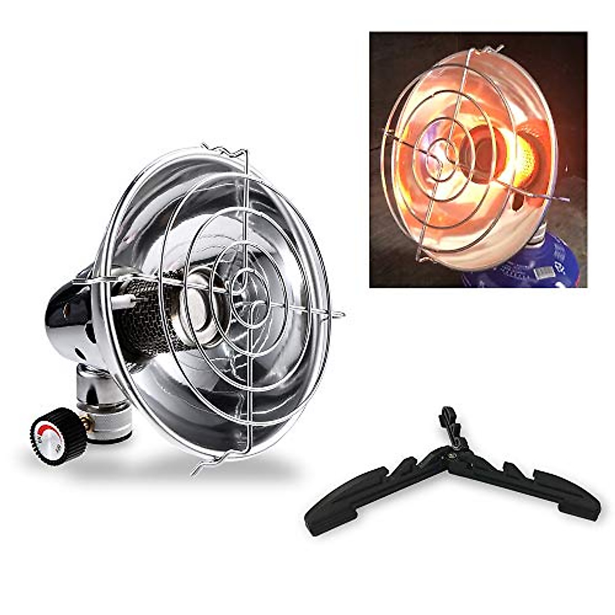 IMEISH Outdoor Portable Piezo Ignition Gas Heater Warmer Heating Stove, SILVER, 5.9 * 5.5in