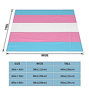 Transgender Blanket Transgender Pride Flag Stripe Throw Blankets, Blue Pink White Stripes Ultra Soft Cozy Fleece Sofa Blanket for Men Women, Plush Warm Fuzzy Blankets Decor 50"x40"