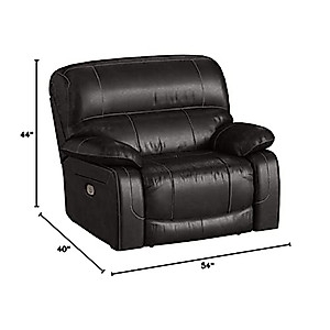 Signature Design by Ashley Hallstrung Leather Adjustable Oversized Power Recliner with USB Charging, Gray