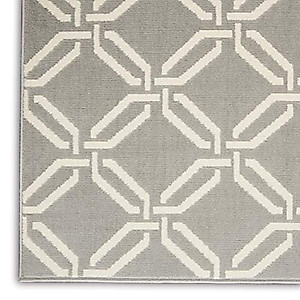 Nourison Jubilant Trellis Grey 5'3" x 7'3" Area -Rug, Easy -Cleaning, Non Shedding, Bed Room, Living Room, Dining Room, Kitchen (5x7)