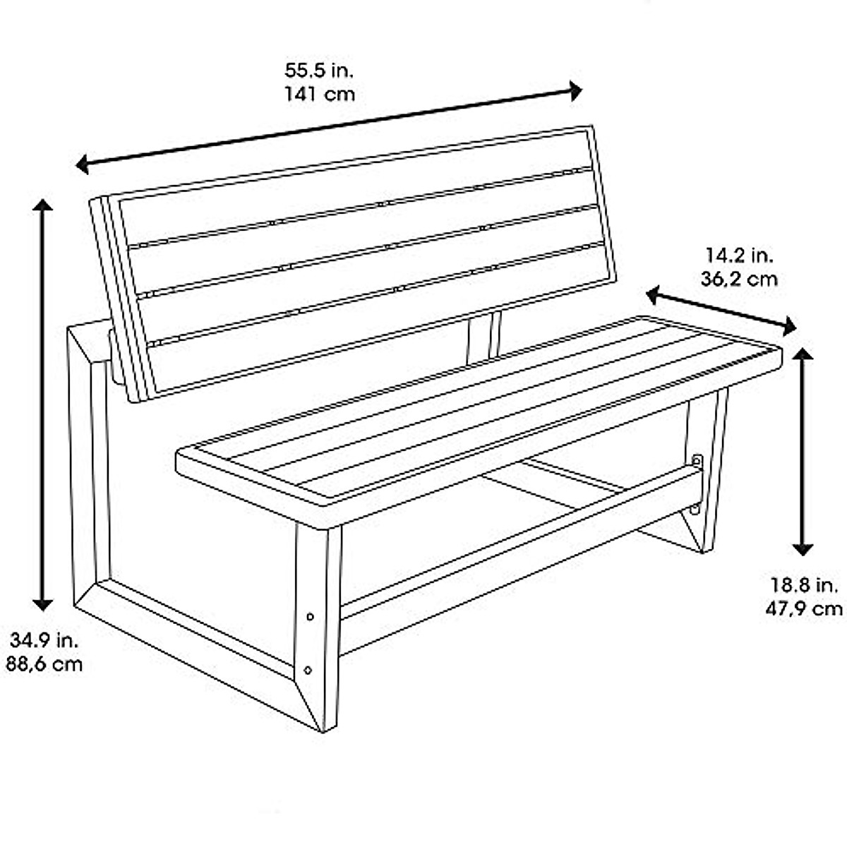 Lifetime 60139 Outdoor Convertible Bench, 55 Inch, Mocha Brown