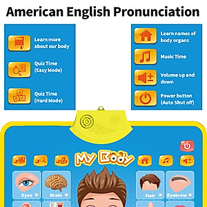 JOYLEARN My Body Interactive Educational Poster for Toddlers and Kids to Learn Body Parts, Organs, Muscles and Bones, 16'' x 22''