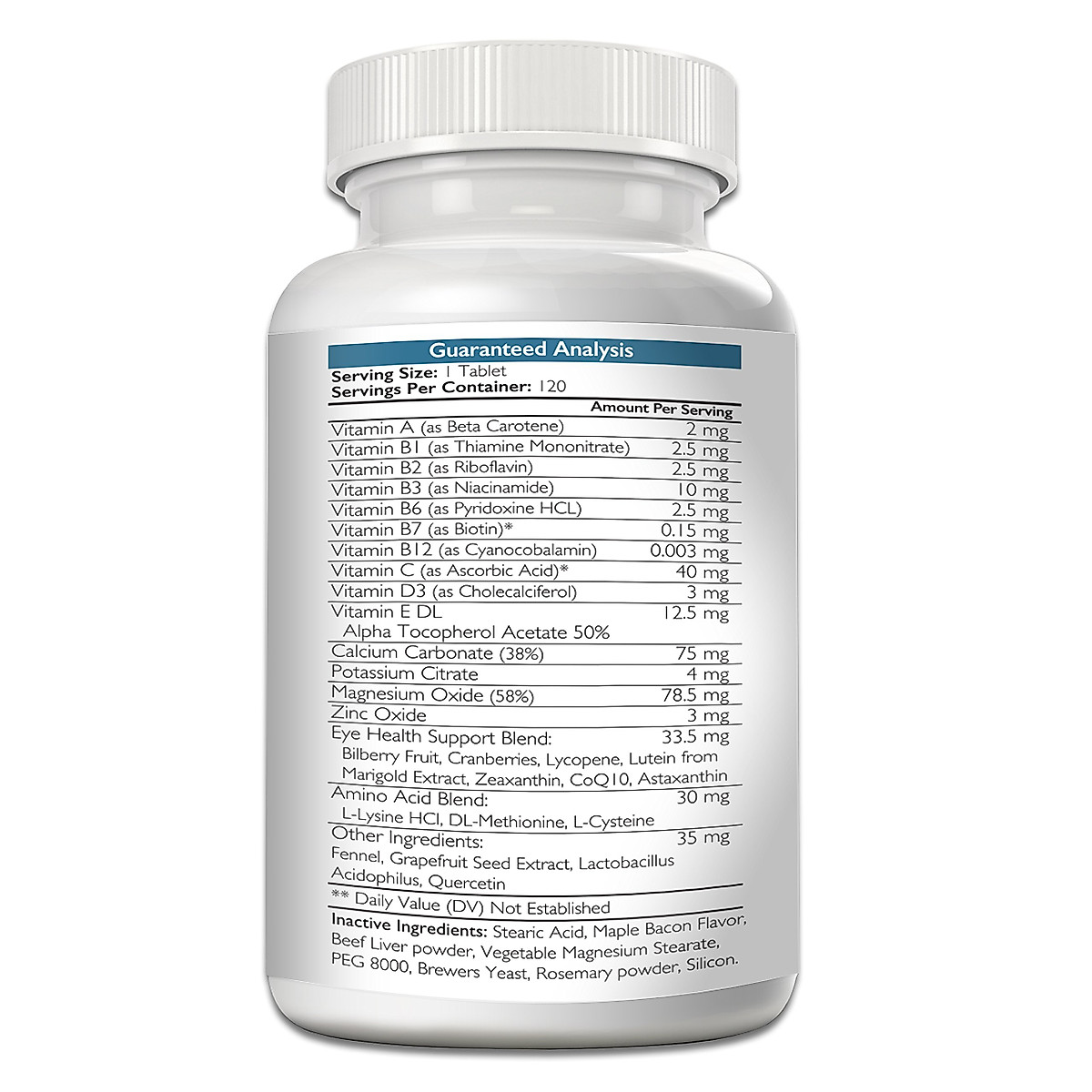 Nutrition Strength Eye Care for Dogs Daily Vision Supplement with Lutein, Zeaxanthin, Astaxanthin, CoQ10, Bilberry Antioxidants, Vitamin C, Vitamin E Support for Dog Eye Problems, 120 Chewable Tablets