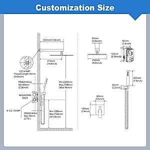 Shower System, HotQing 12 Inche Bathroom Luxury Rain Mixer Shower Combo Set Wall Mounted Square Rainfall Shower Head System Shower Faucet Fixture Combo Rough-in Valve Body and Trim Brushed Nickel