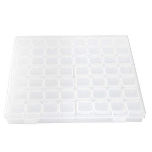 Yosoo Plastic Storage Box, 56 Slots Jewelry Organizer Box Nail Art Accessory Rhinestone Fishing Hook Small Accessories Container