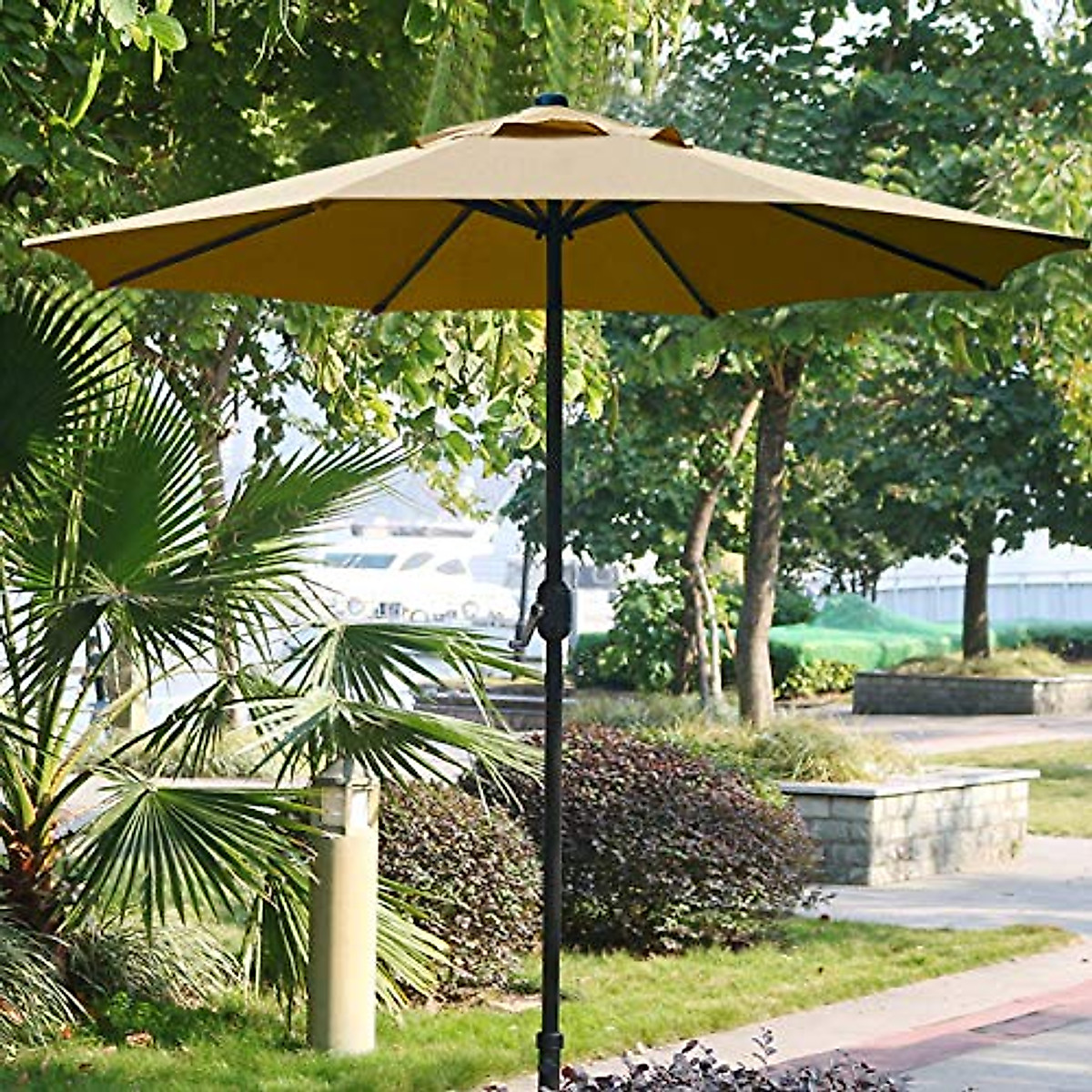 Sunnyglade 9' Patio Umbrella Outdoor Table Umbrella with 8 Sturdy Ribs (Tan)