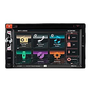 Dual Electronics DV622 6.2" Multimedia Touch Screen Double DIN Car Stereo Receiver, Siri/Google Voice Assist, Bluetooth, CD/DVD, USB and microSD Inputs