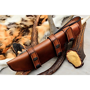 ALZAFASH Handmade Leather Knife Sheath, EDC Knife Holster, Belt Loop Knife Holder, Horizontal Knife Sheath for Belt, Knife Case for Hunting,Fixed Blade,Tracker Knives