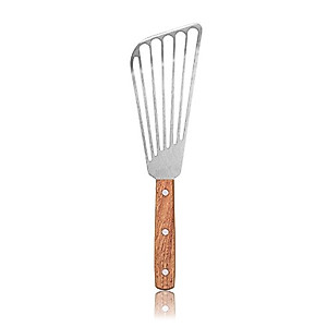 New Star Foodservice 43068 Wood Handle Fish Spatula, 6.5" Blade, Silver