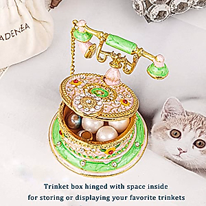 YU FENG Pineapple and Telephone Figurine Trinket Box Hinged Collectible