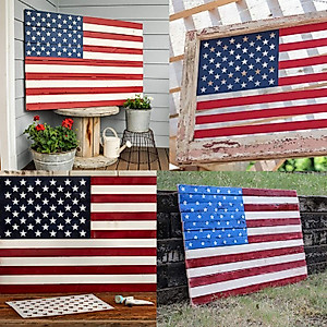 Whaline 7 Pieces American Flag 50 Stars Stencil Template for Painting on Wood, Fabric, Paper, Airbrush, Walls Art, 2 Large, 2 Medium and 3 Small for Flag Day, Independence Day