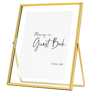 Calculs Gold Floating Picture Frame Party Entry Registry In Decorative Sign Welcome Guestbook Signage Décor Display Photo Holder Table Top Photobooth 10 Inches